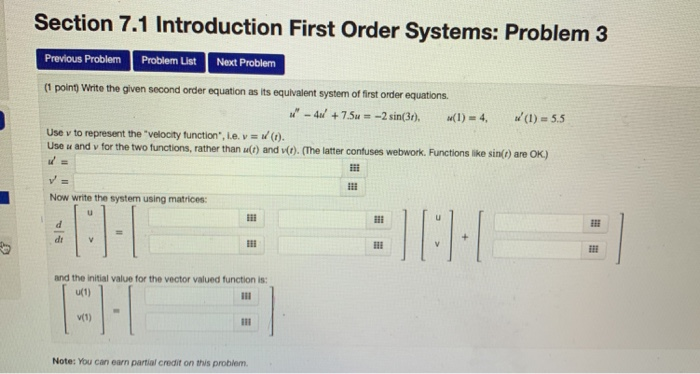 Solved Section 7 1 Introduction First Order Systems Problem