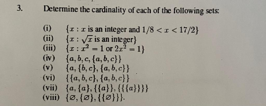 Solved Determine the cardinality of each of the following | Chegg.com