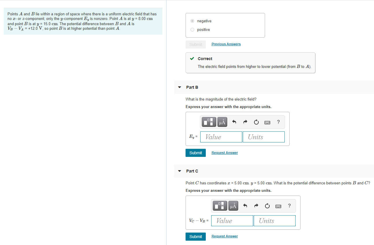Solved Points A and B lie within a region of space where | Chegg.com