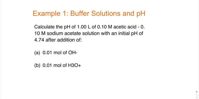 Solved Example 1: Buffer Solutions and pH Calculate the pH | Chegg.com