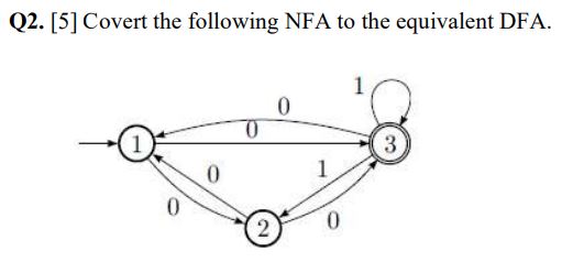 Solved Covert the following NFA to the equivalent | Chegg.com