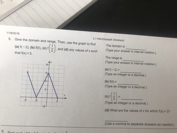 Solved 4 Give The Domain And The Range Of The Function 2227