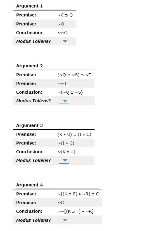 Solved COQ Argument 1 Premise: Premise: Conclusion: Modus | Chegg.com