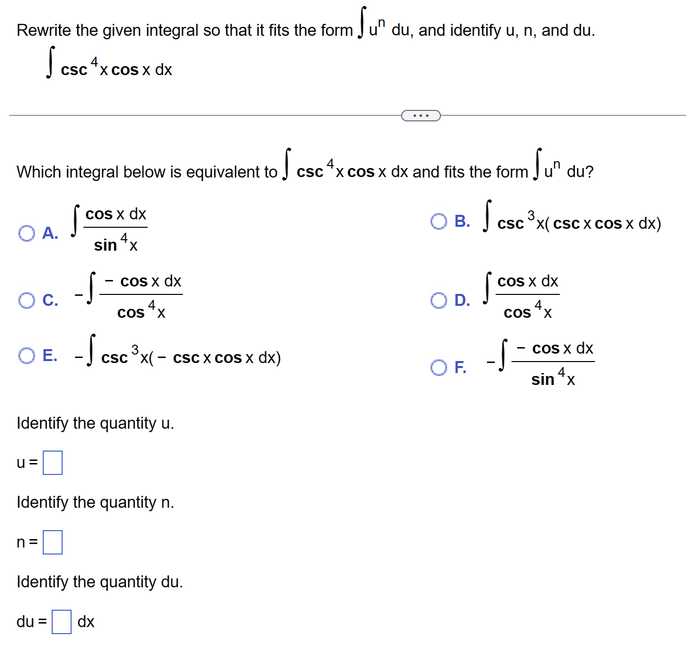 Solved Rewrite the given integral so that it fits the form | Chegg.com