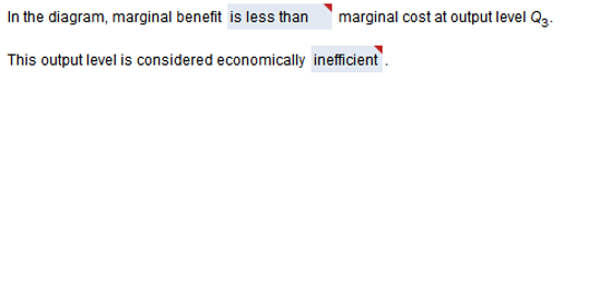 Solved In the diagram, marginal benefit is less than | Chegg.com