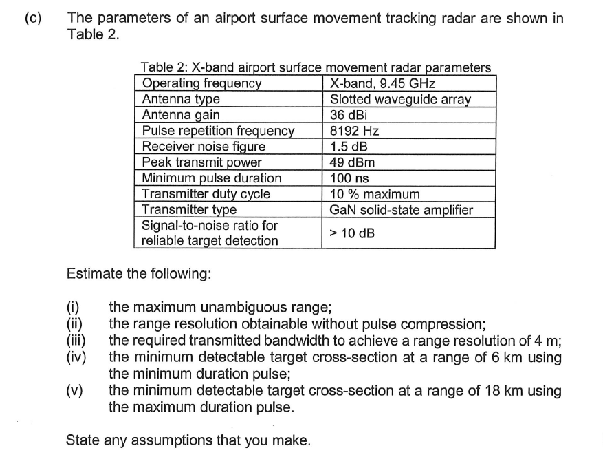 Solved (c) The parameters of an airport surface movement | Chegg.com