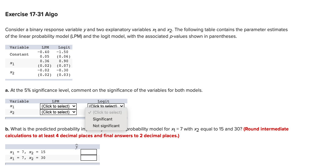 Solved Exercise 17 31 Algo Consider A Binary Response 