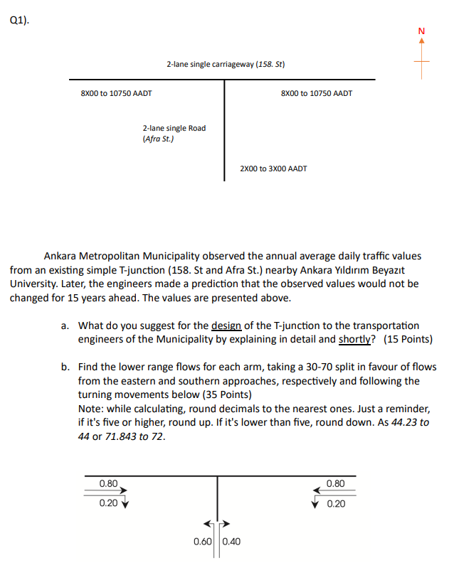 Solved Q1). 2-lane single carriageway (158. ﻿St) 2-lane | Chegg.com