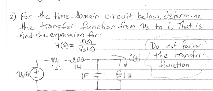 Solved 2) For the time-domain circuit below, determine the | Chegg.com