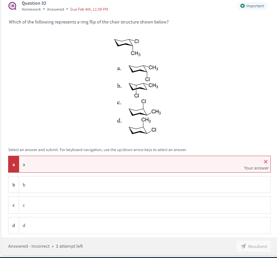 Solved Which of the following represents a ring flip of the | Chegg.com