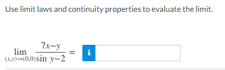 Solved Use limit laws and continuity properties to evaluate | Chegg.com