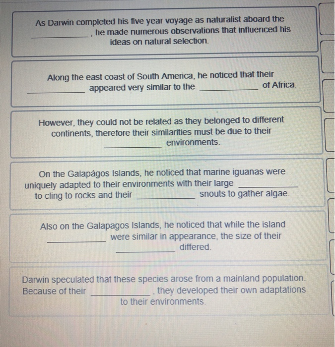 Solved As Darwin completed his five year voyage as | Chegg.com
