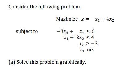 Solved Consider the following problem. Maximize z = -x1 + | Chegg.com