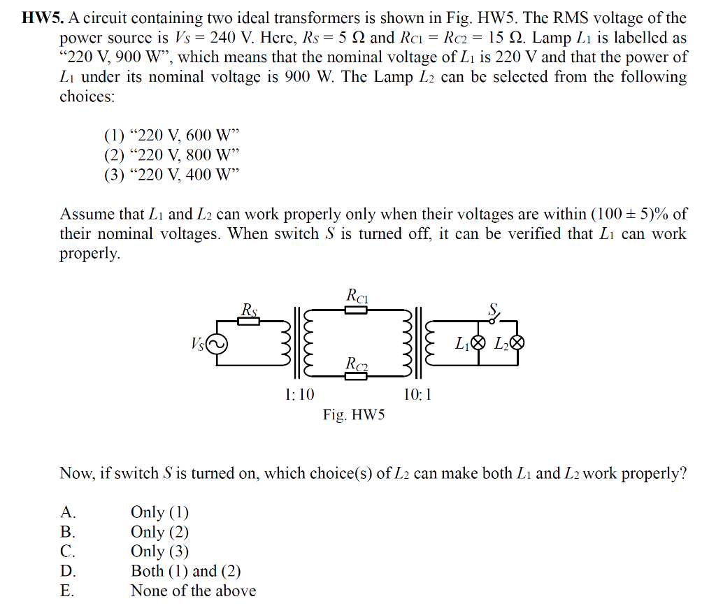 Solved HW5. A circuit containing two ideal transformers is | Chegg.com