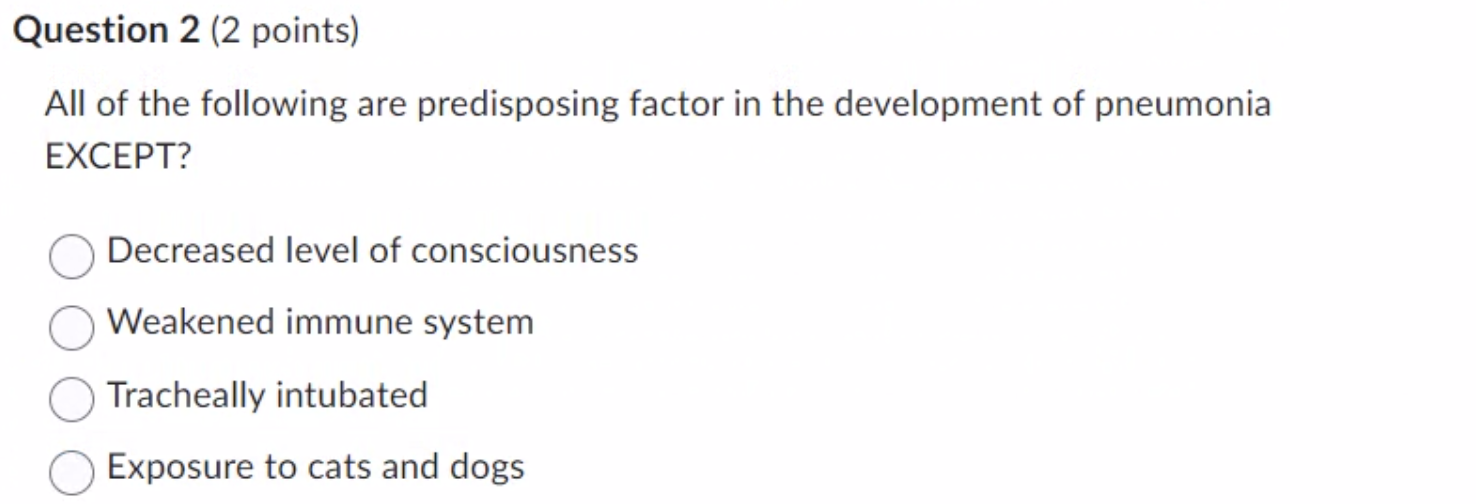 Solved All of the following are predisposing factor in the | Chegg.com