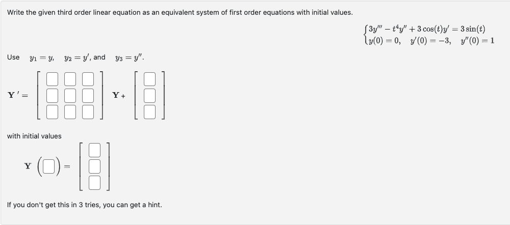 Solved Write the given third order linear equation as an | Chegg.com