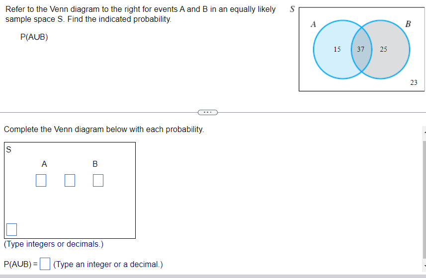 Solved Refer to the Venn diagram to the right for events A | Chegg.com