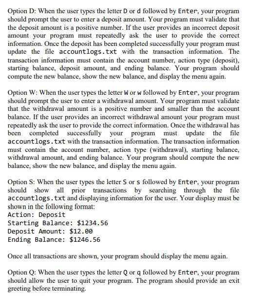 Solved The functionalities needed in your program are listed | Chegg.com