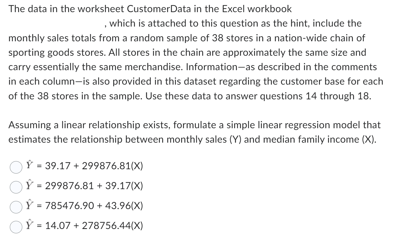 Solved The data in the worksheet CustomerData in the Excel | Chegg.com