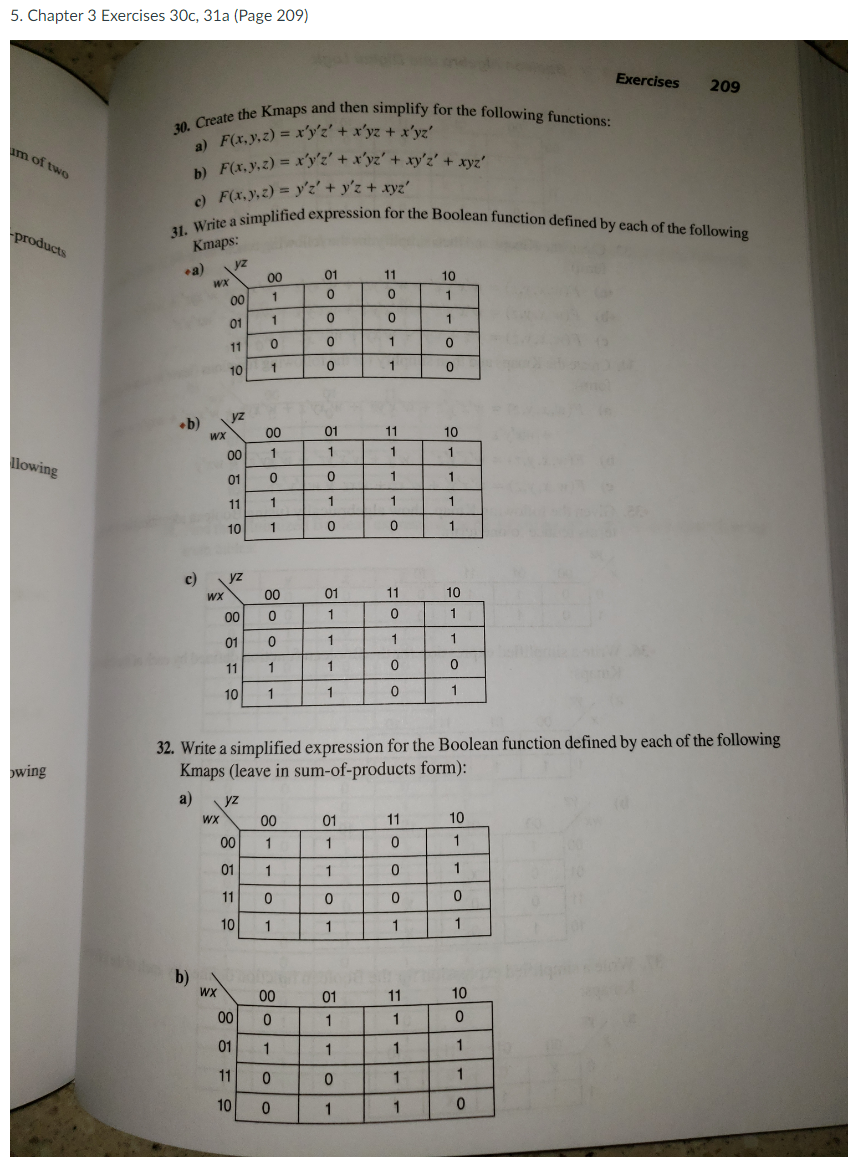30. Create the Kmaps and then simplify for the | Chegg.com