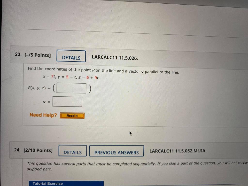 Solved 23. [-/5 Points] DETAILS LARCALC11 11.5.026. Find the | Chegg.com