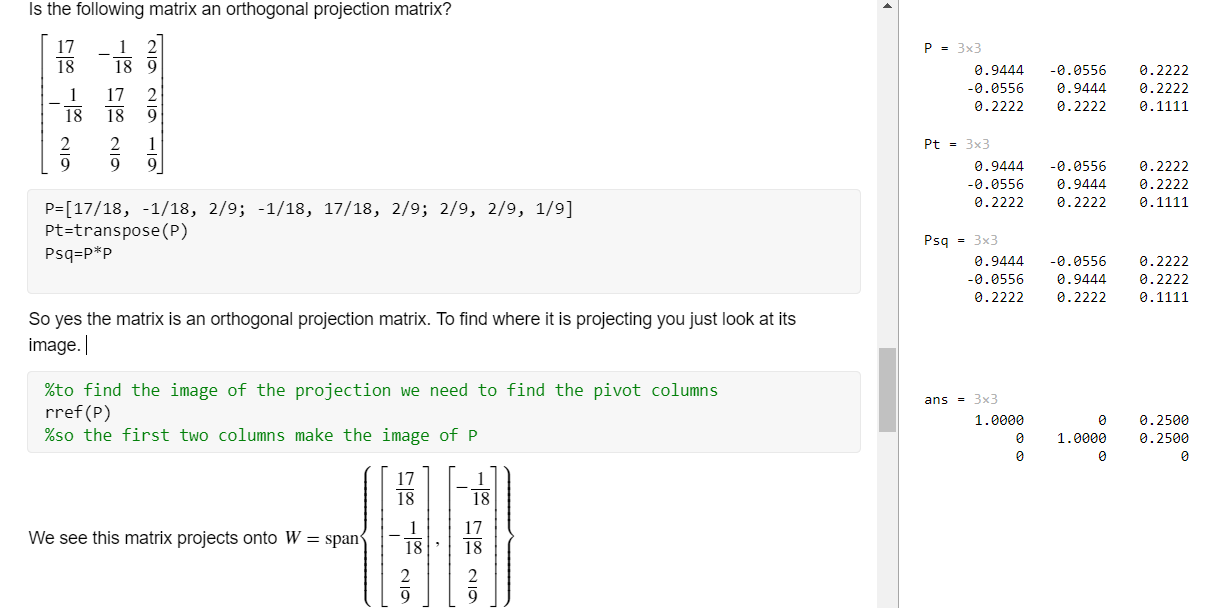 Exercise 1: 2 4 - - 1 UN U Find the projection matrix | Chegg.com