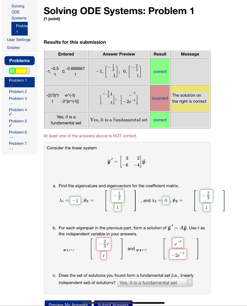 Solved Solving ODE Systems Solving ODE Systems: Problem 1 (1 | Chegg.com