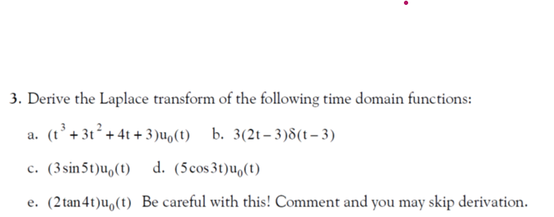 Solved 3. Derive the Laplace transform of the following time | Chegg.com