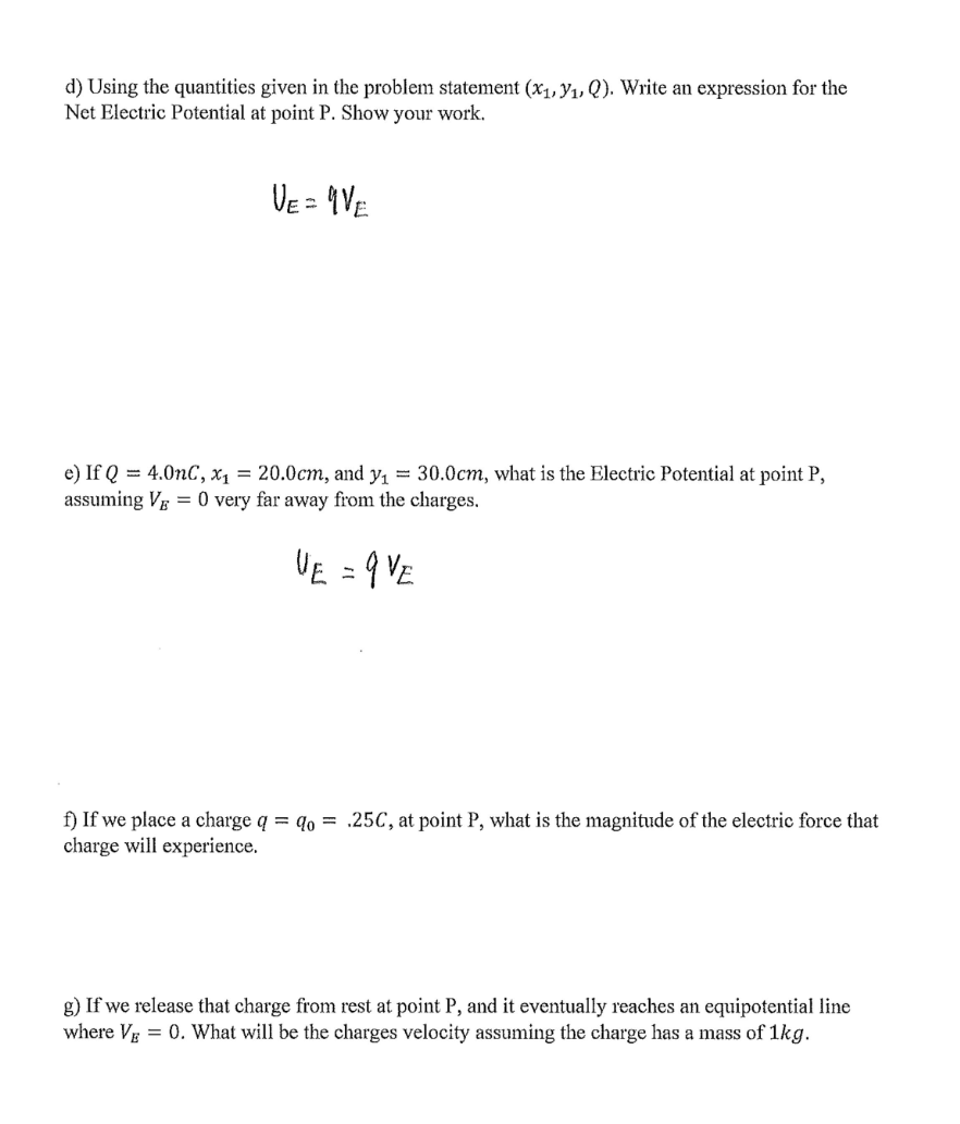 Solved 1. (30 points) A point charge with \\( q=Q \\), is | Chegg.com
