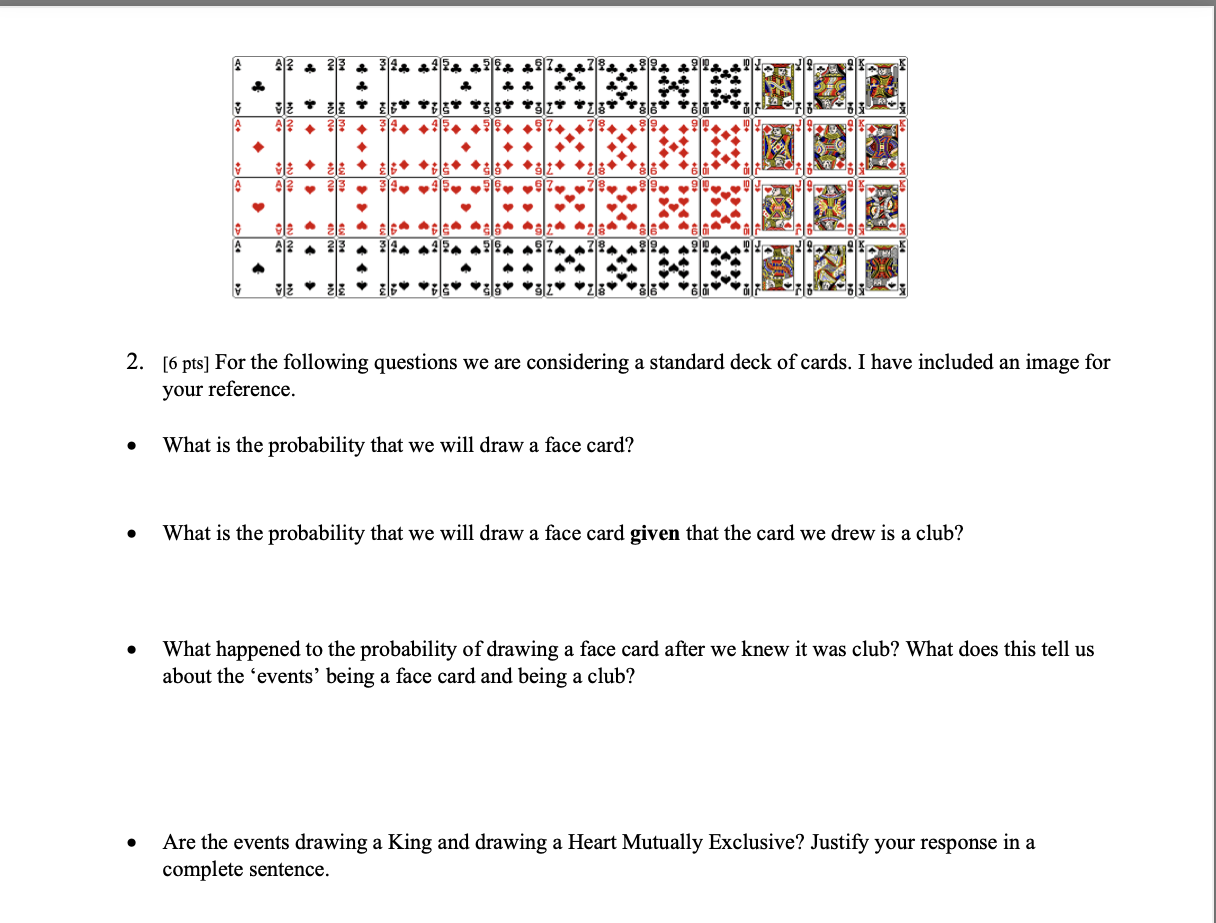 Solved 2. [6 pts] For the following questions we are | Chegg.com