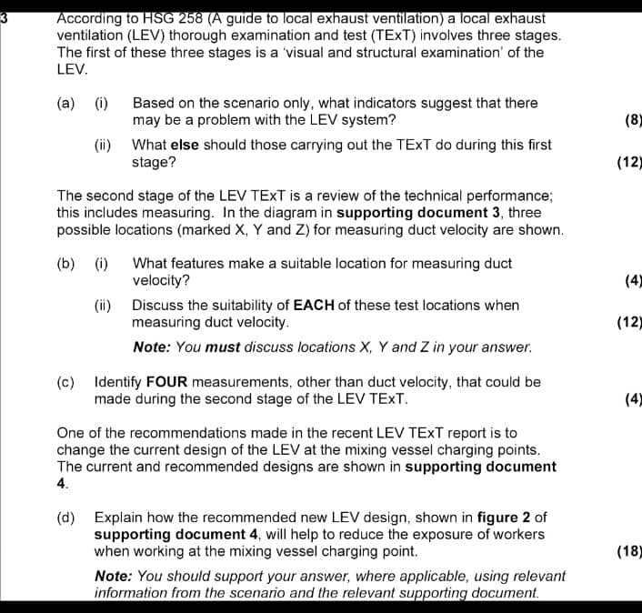 Solved According to HSG 258 (A guide to local exhaust | Chegg.com