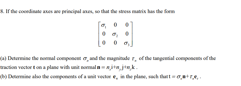 Solved 8. If the coordinate axes are principal axes, so that | Chegg.com