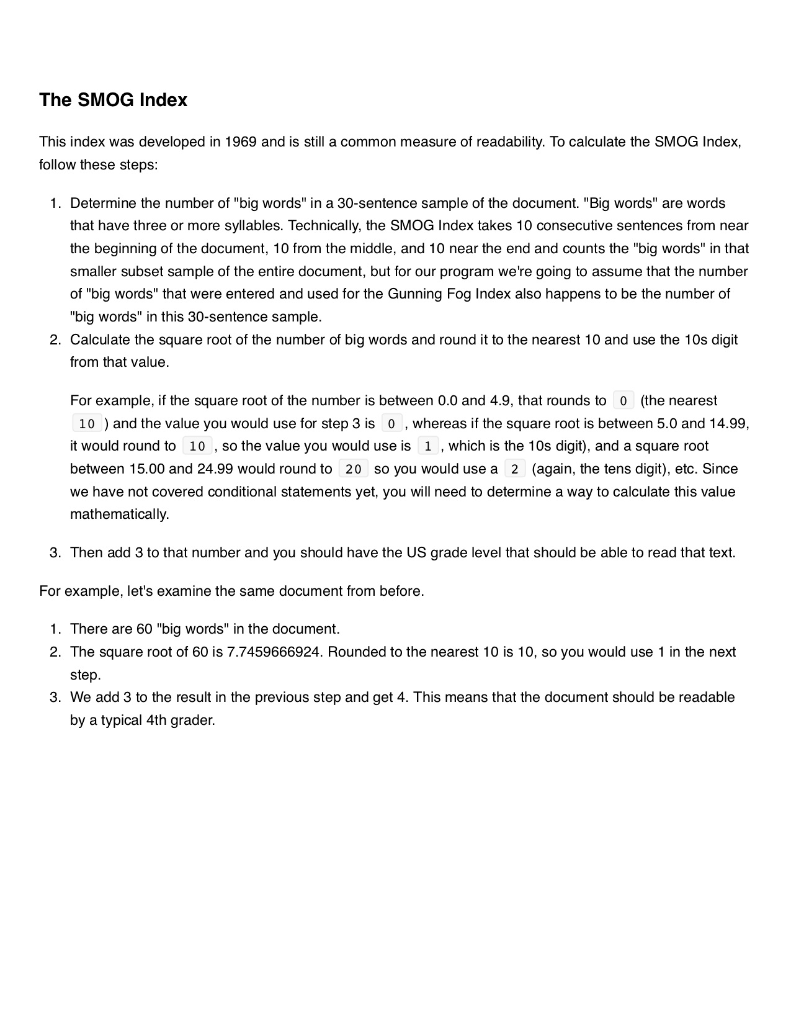 The Gunning Fog Score The Gunning Fog Index | Chegg.com