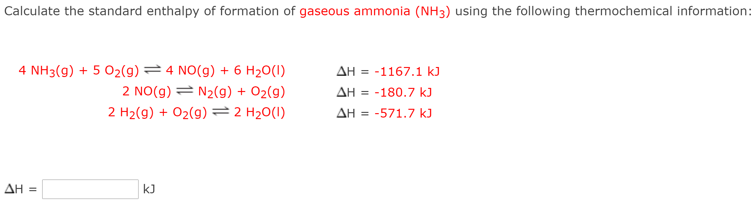 Solved Calculate the standard enthalpy of formation of | Chegg.com