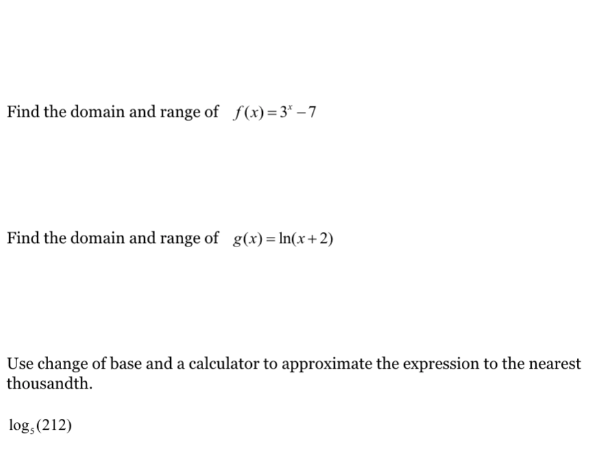 Solved Find the domain and range of f(x)=3x-7Find the domain | Chegg.com