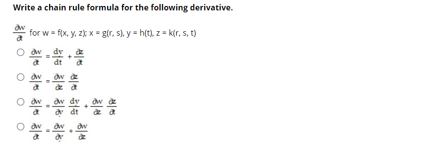 Solved Write a chain rule formula for the following | Chegg.com