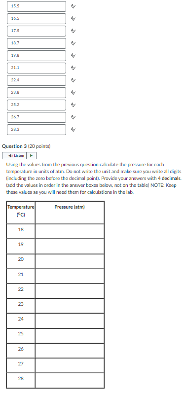 Solved Using the values from the previous question calculate | Chegg.com