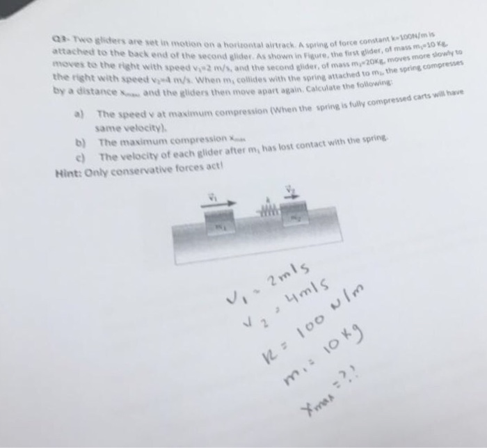 Solved as- Two gliders are set in motion on a horizontal | Chegg.com