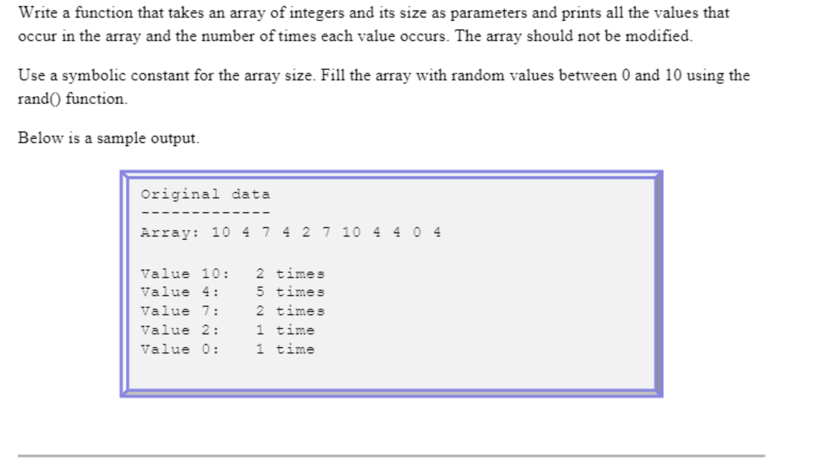 Solved Write a function that takes an array of integers and | Chegg.com