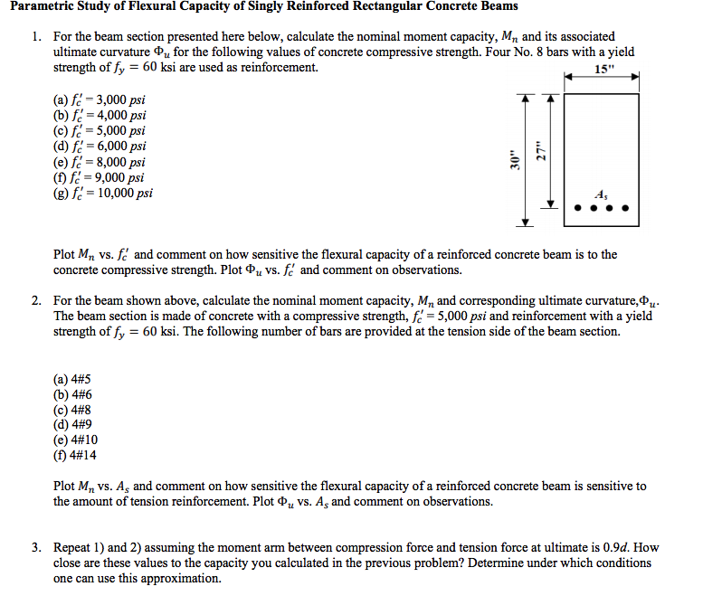 Solved Parametric Study of Flexural Capacity of Singly | Chegg.com