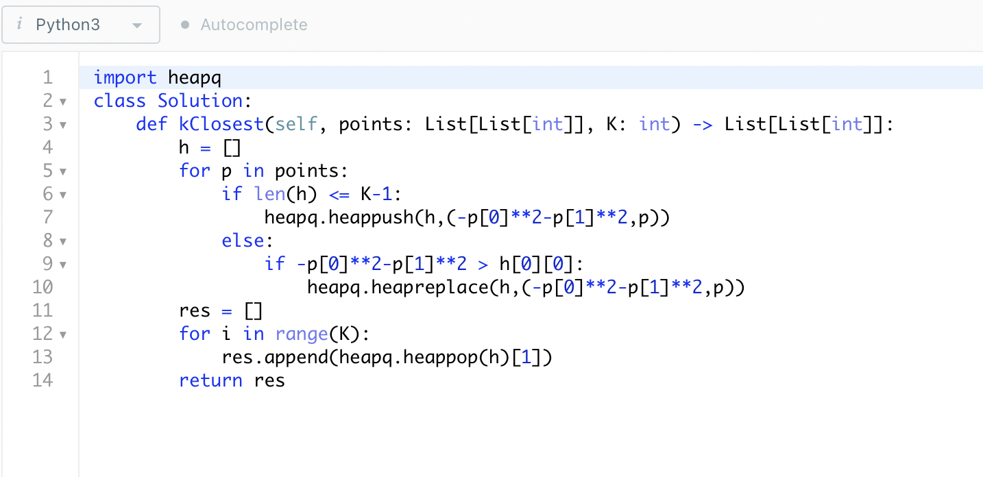 Solved Given an array of points where points[i] = [Xi, Yil | Chegg.com