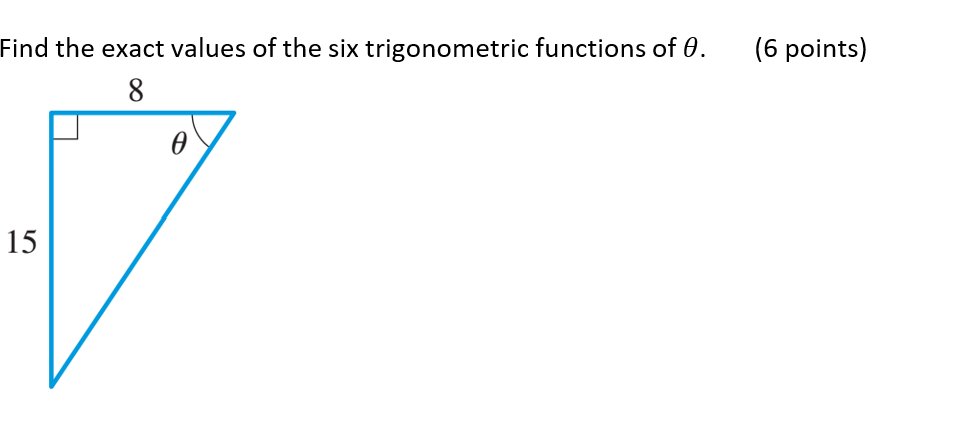 Solved Find the exact values of the six trigonometric | Chegg.com