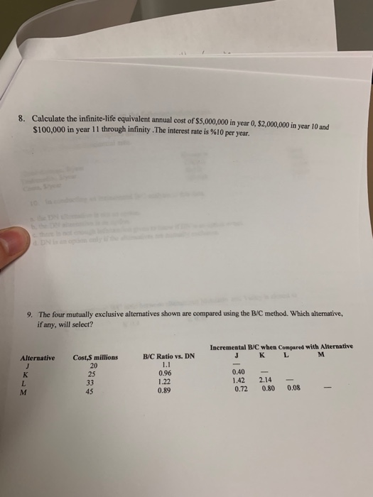 Solved 8. Calculate the infinite-life equivalent annual cost | Chegg.com