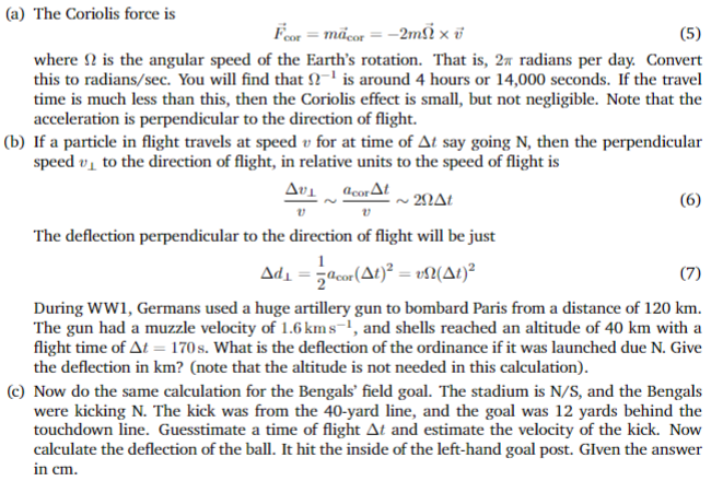 Solved (a) The Coriolis force is Fcor =macor =−2mΩ×v where Ω | Chegg.com