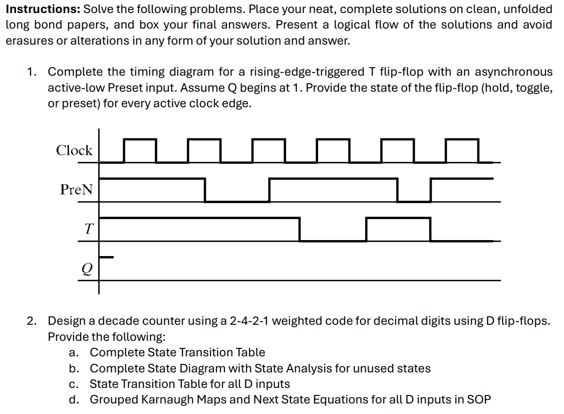 Solved Instructions: Solve the following problems. Place | Chegg.com