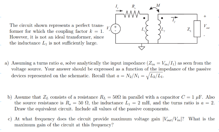Solved The circuit shown represents a perfect transformer | Chegg.com