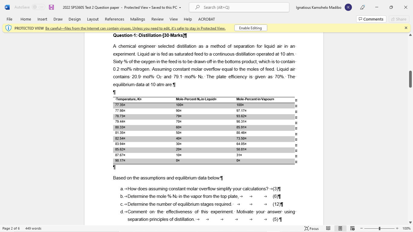 Solved W AutoSave Off) H 2022 SPS360S Test 2 Question paper | Chegg.com
