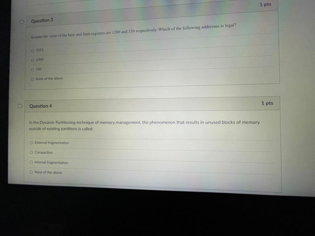 Solved Question 1 Compare Fixed And Dynamic Partitioning 3273