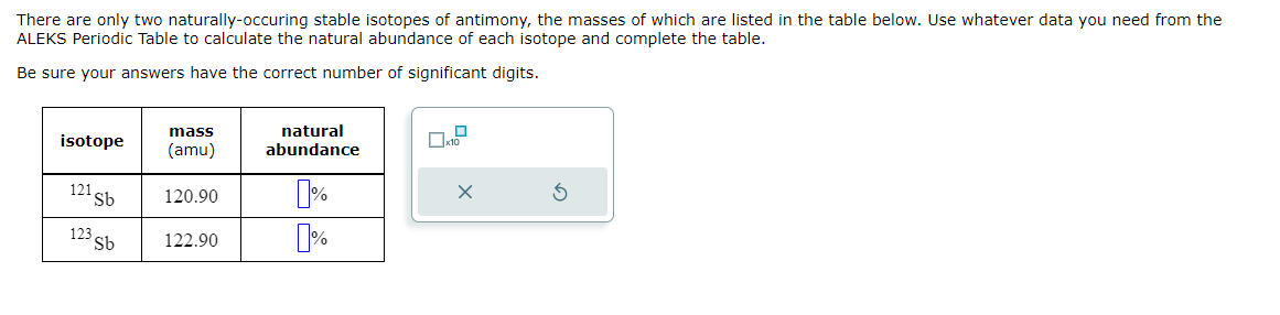 Solved There are only two naturally-occuring stable isotopes | Chegg.com