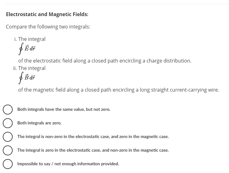Solved Electrostatic and Magnetic Fields: Compare the | Chegg.com